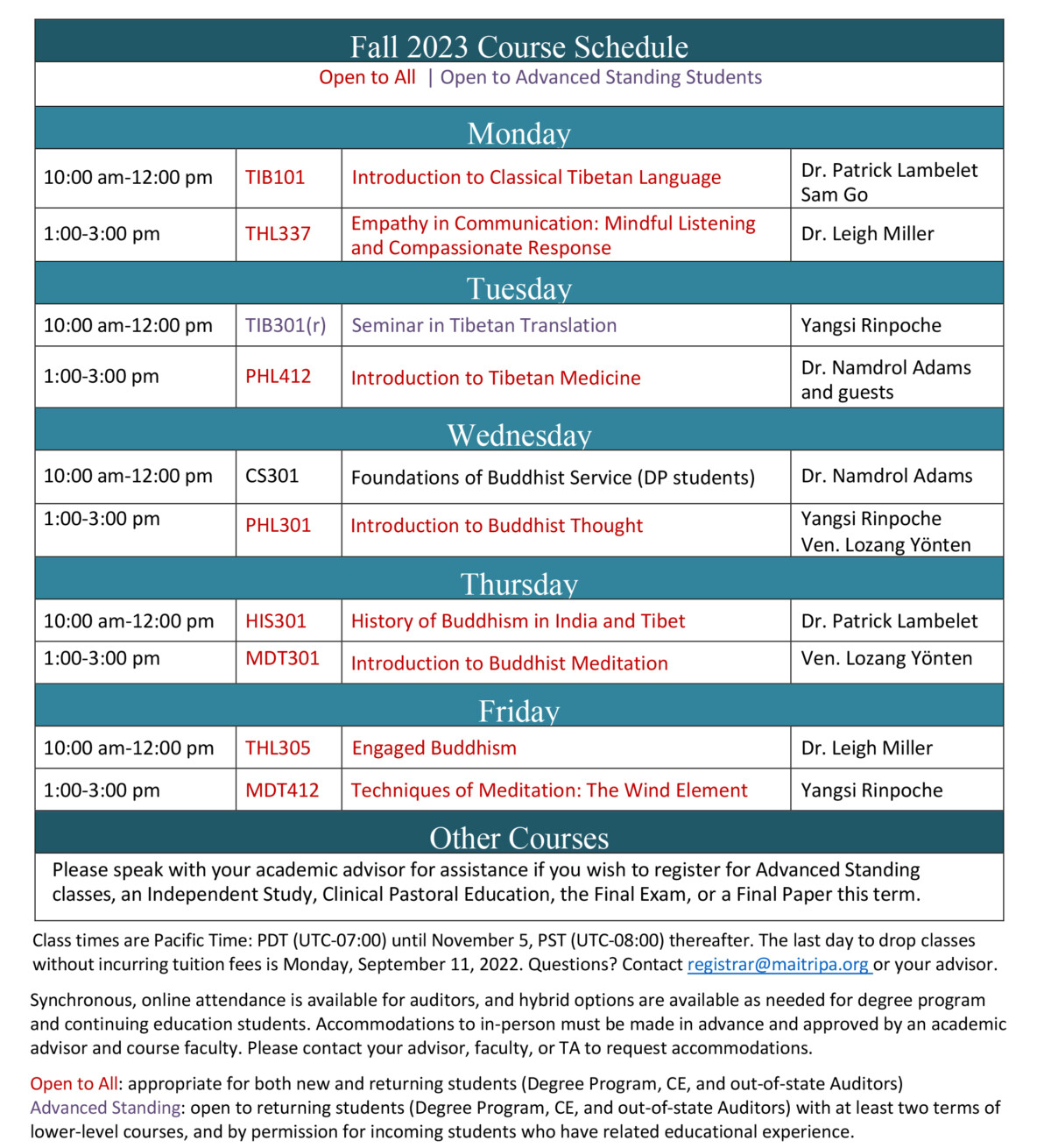 Maitripa College Current Course Schedule - Maitripa College
